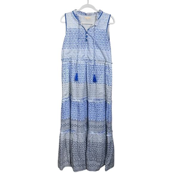 Azure | Dresses | Azure Blue And White Tiered Maxi Dress Size Medium ...